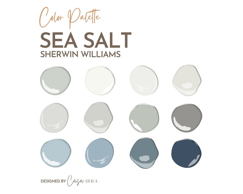 Sea Salt Paint Color Palette, Sherwin Williams, Interior Paint Palette ...
