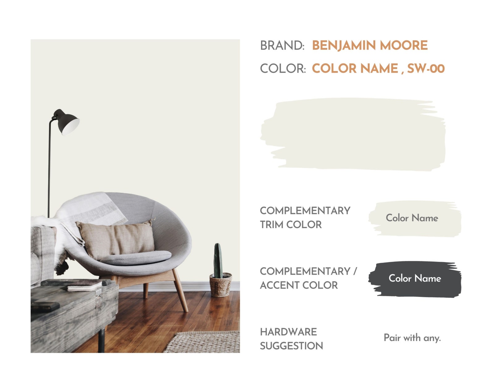 Pale Oak Paint Color Palette, Benjamin Moore, Interior Paint Palette ...