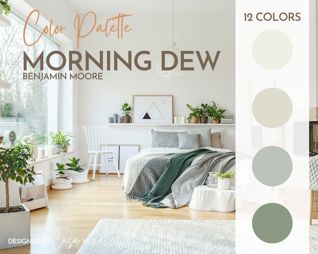 Morning Dew Paint Color Palette, Benjamin Moore, Interior Paint Palette ...