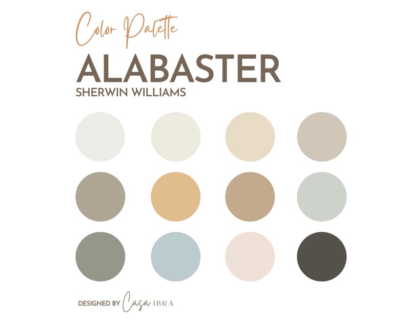 Alabaster Paint Color Palette Sherwin Williams Interior - Etsy