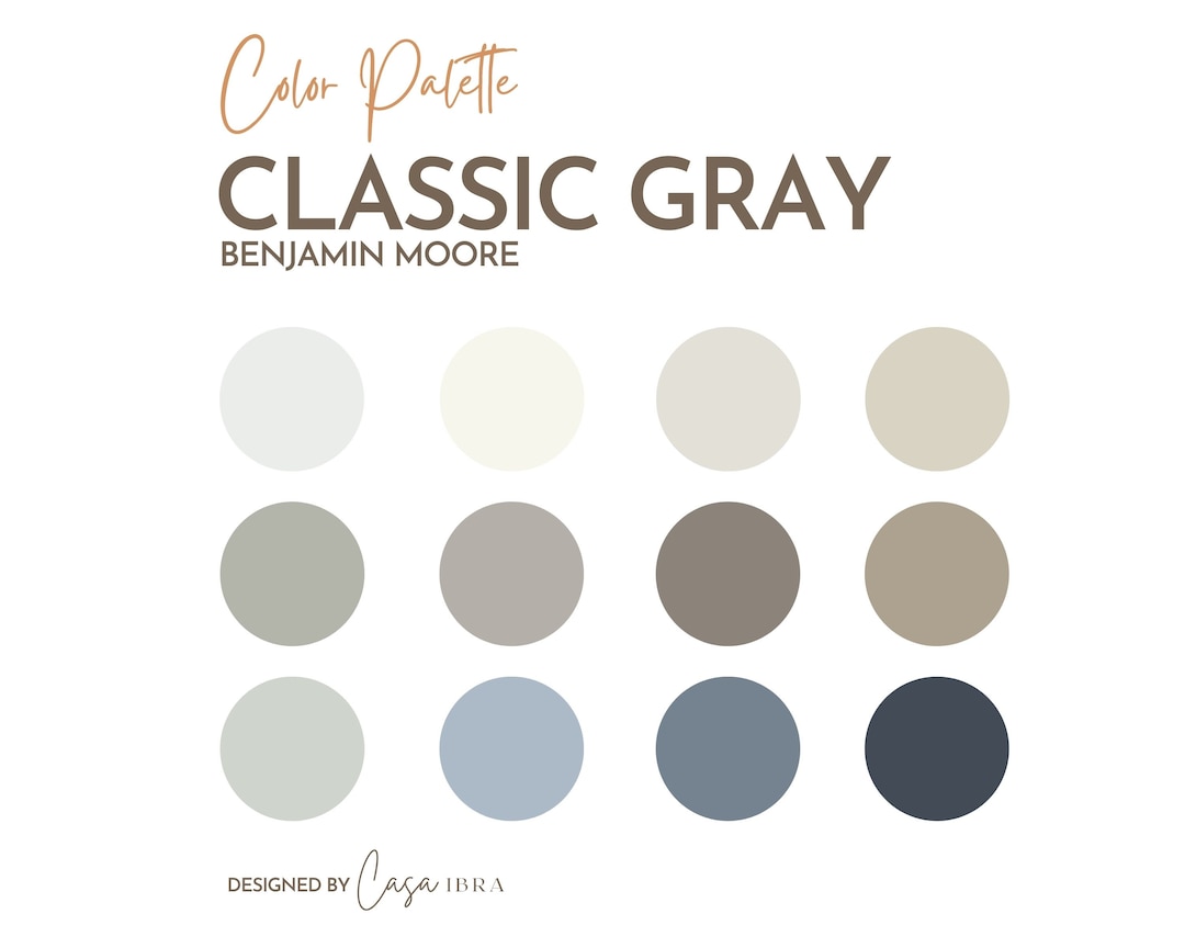 Classic Gray Paint Color Palette, Benjamin Moore, Interior Paint ...