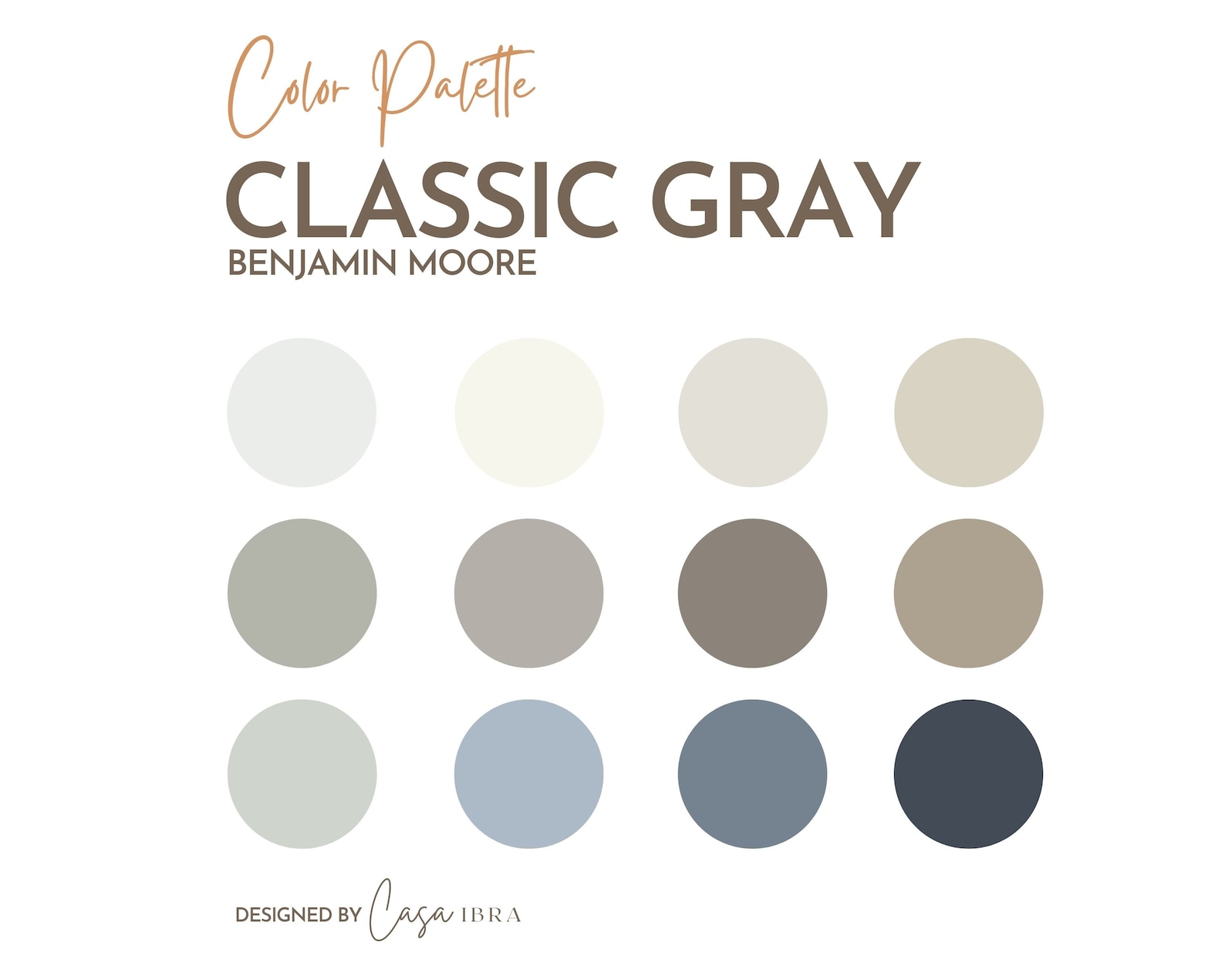 Classic Gray Paint Color Palette, Benjamin Moore, Interior Paint ...