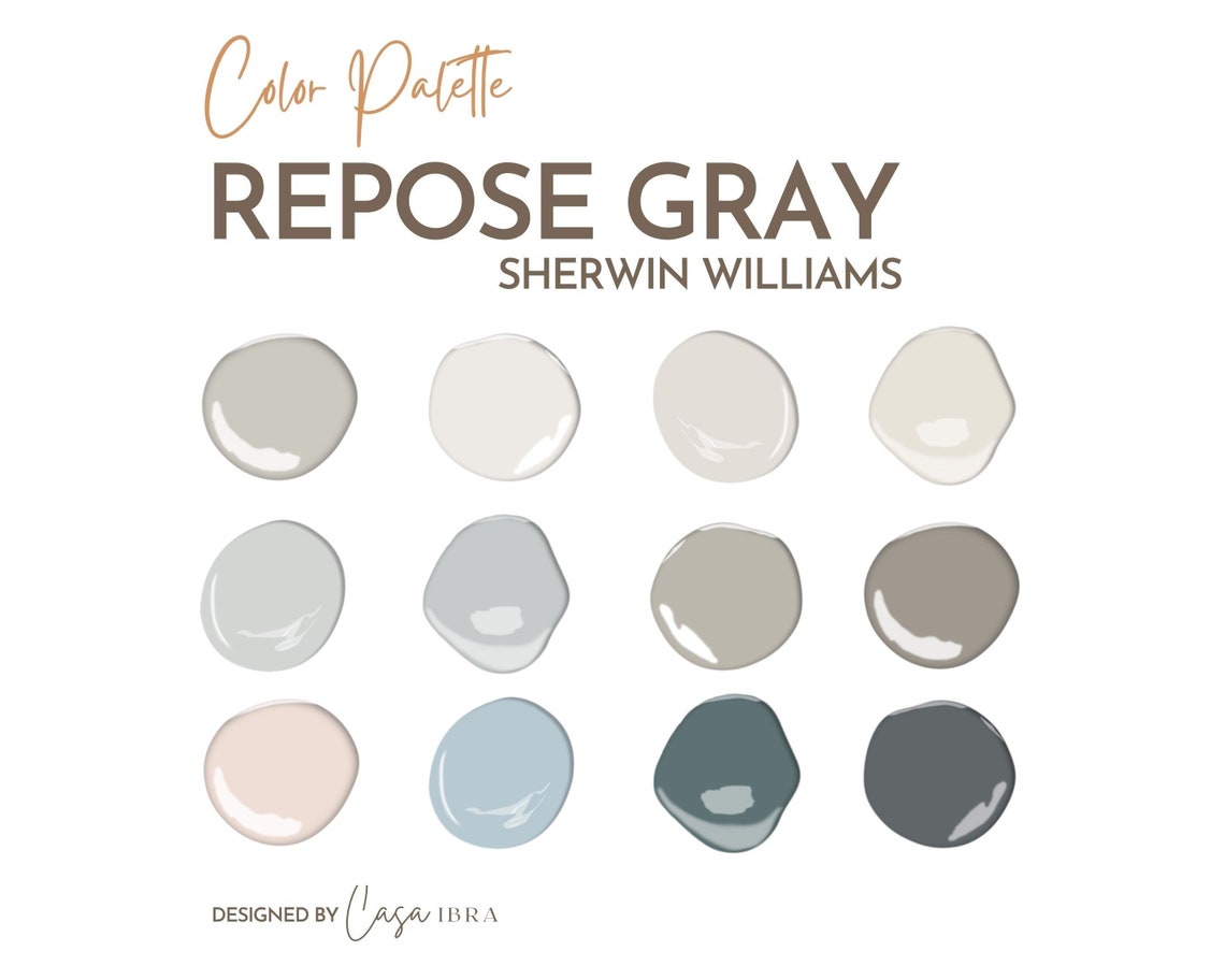 Repose Gray Paint Color Palette, Sherwin Williams, Interior Paint ...