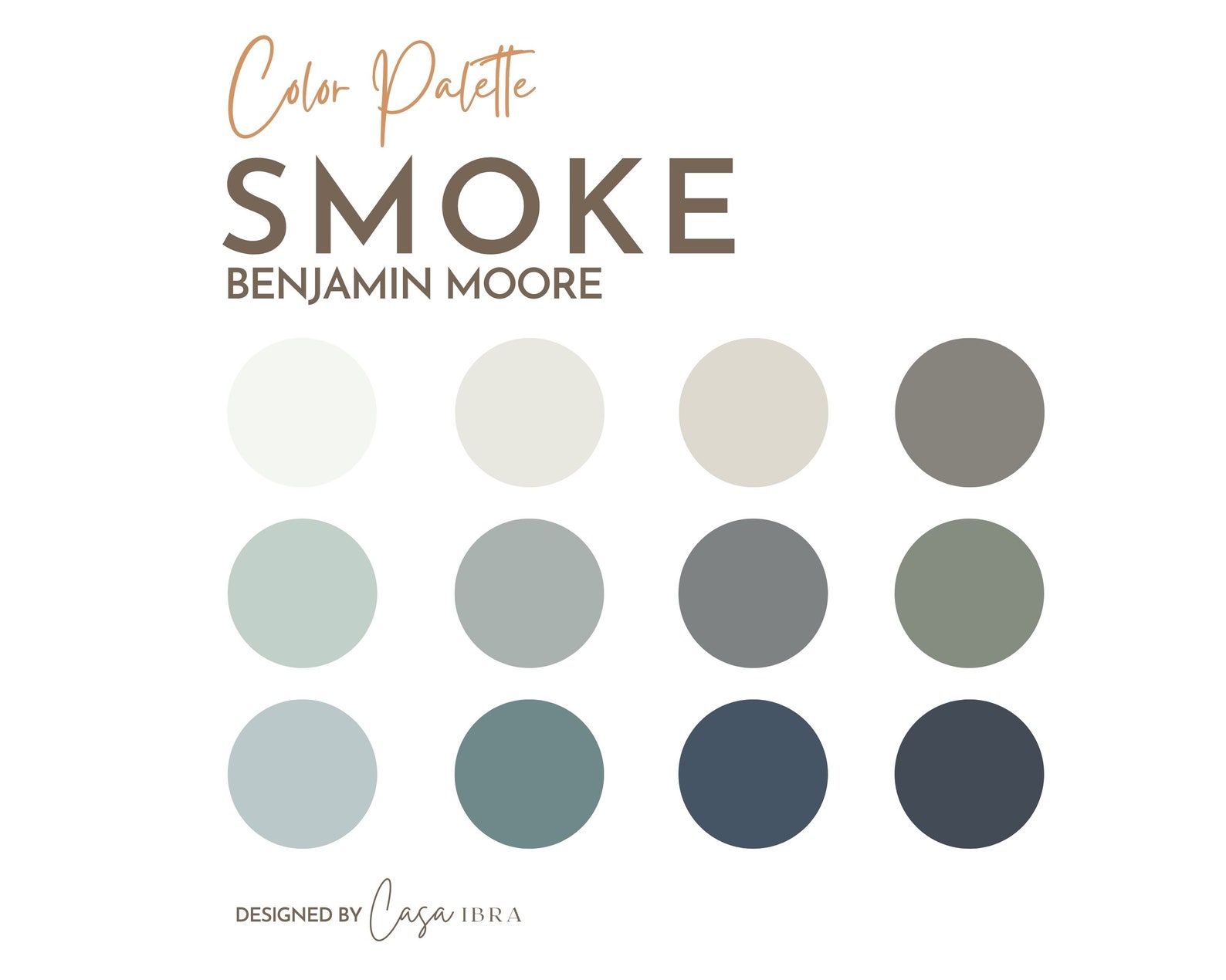 Smoke Paint Color Palette Benjamin Moore Interior Paint - Etsy