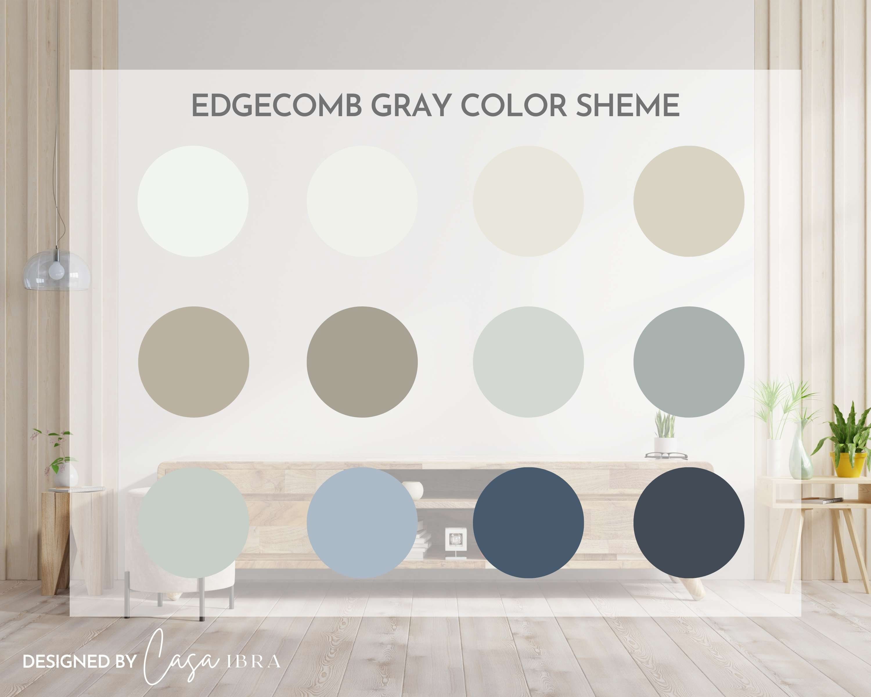 Edgecomb Gray Paint Color Palette, Benjamin Moore, Interior Paint ...