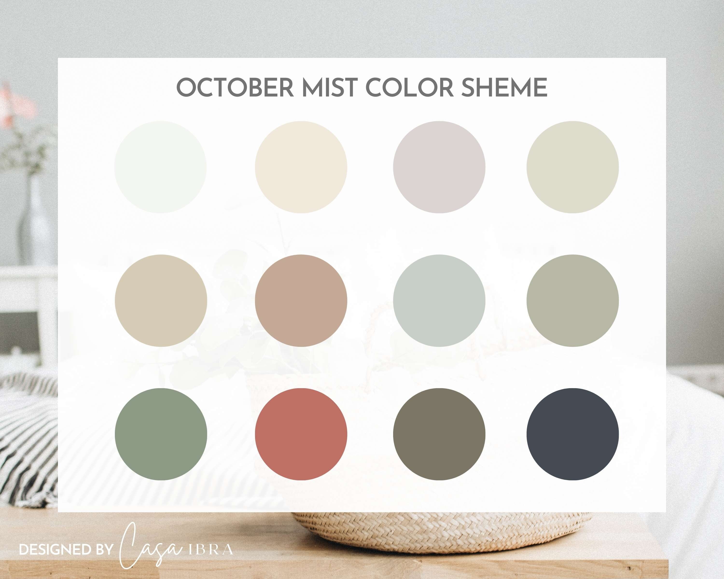 October Mist Paint Color Palette, Benjamin Moore, Interior Paint ...
