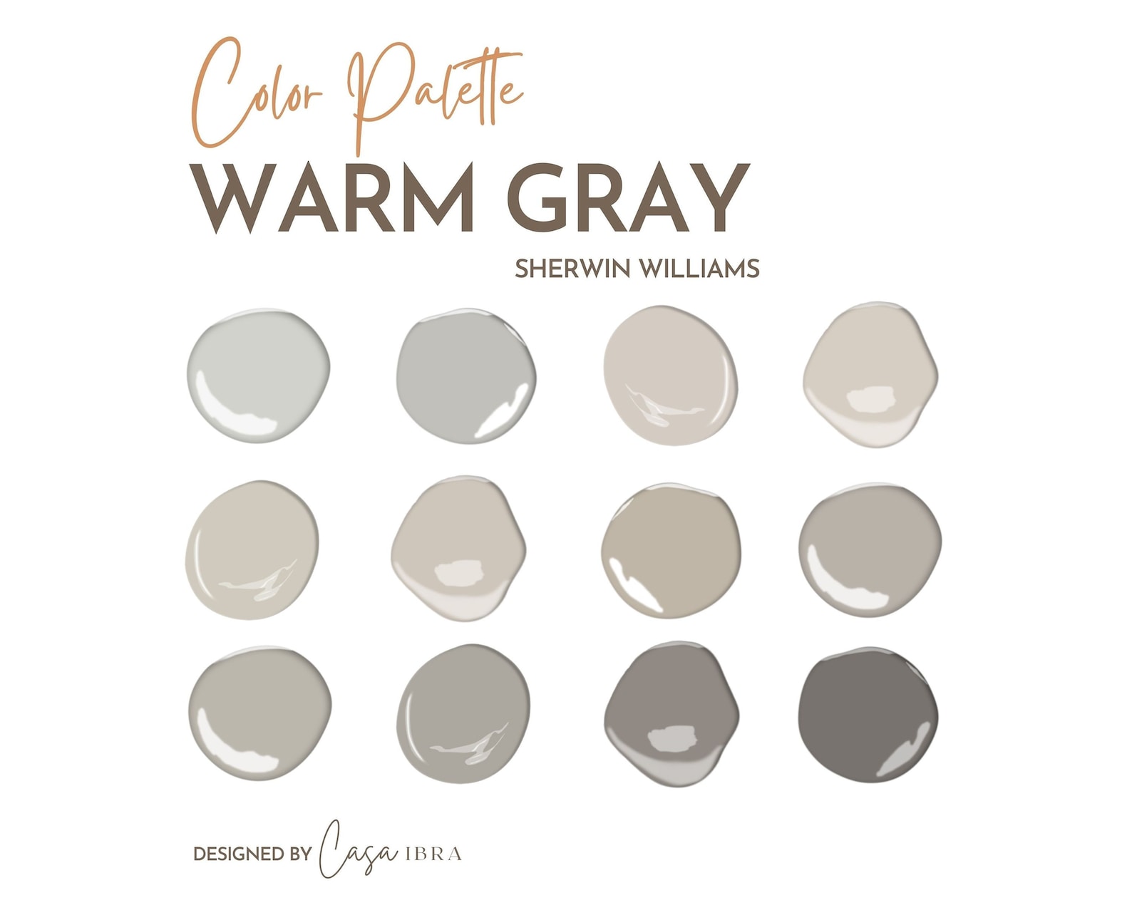 Warm Gray Color Palette, Sherwin Williams, Interior Paint Palette ...