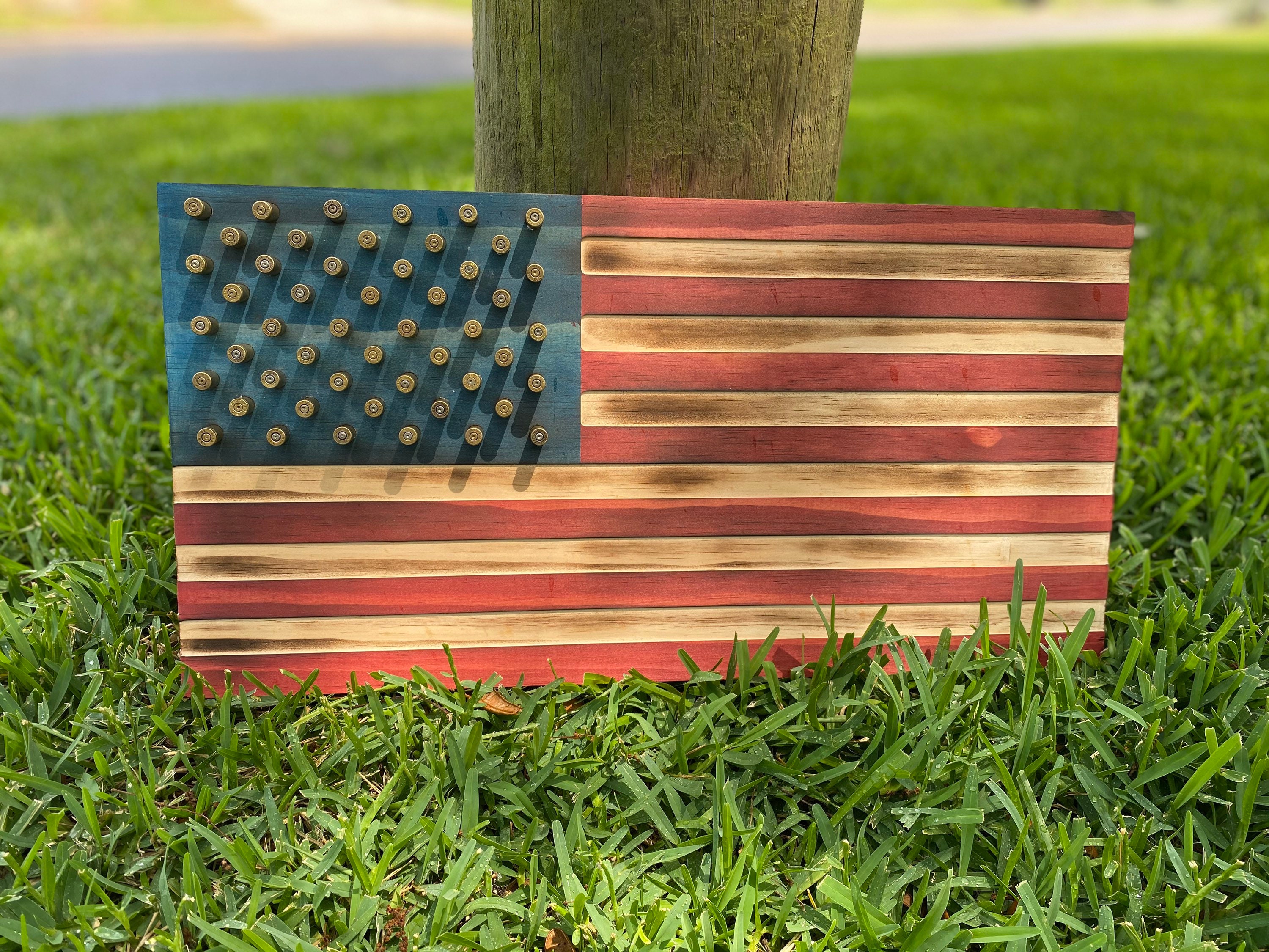 Rustic Wooden American Flag W/ Bullet Casings Custom Made 12x22 - Etsy