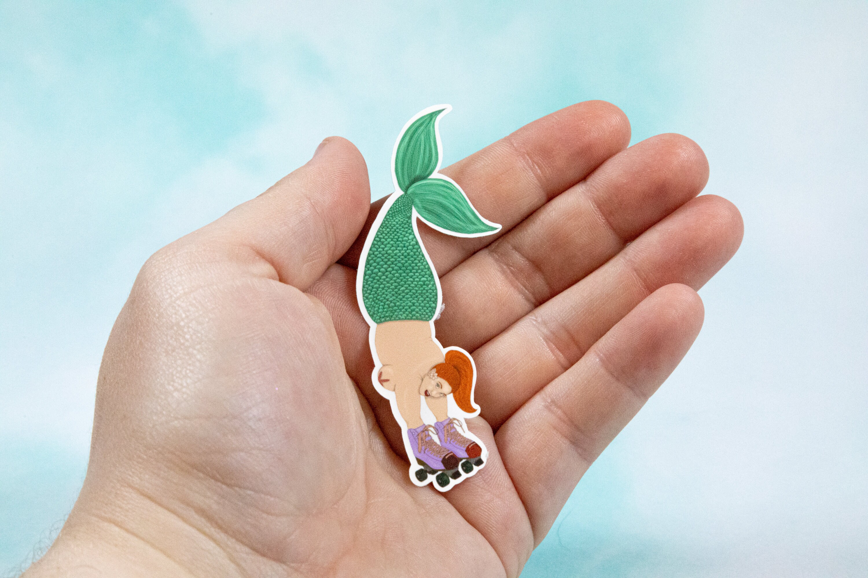 Flippin' Fins Handstand Mermaid Roller Skate Sticker | Etsy