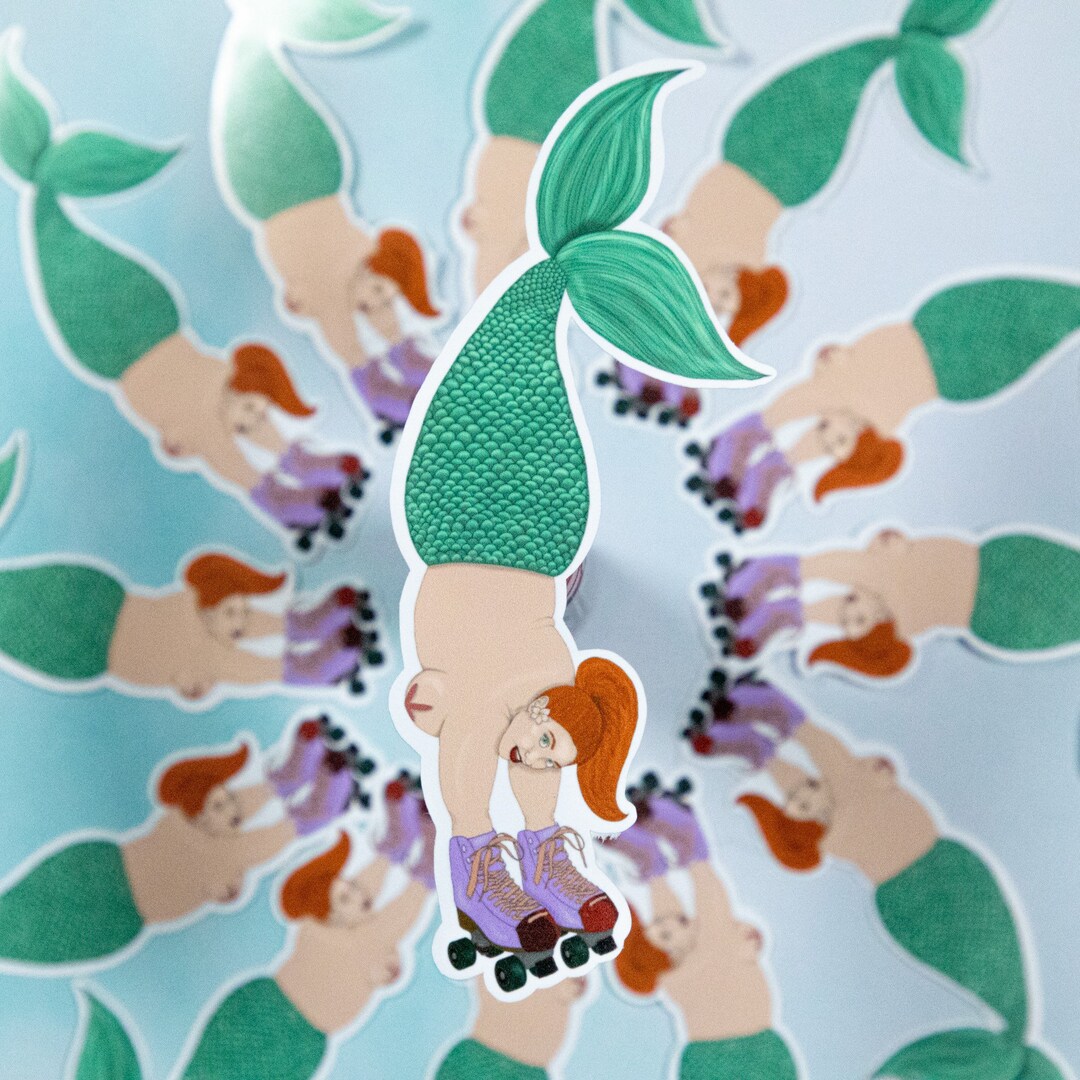 Flippin' Fins Handstand Mermaid Roller Skate Sticker Decal 3 & 4 - Etsy