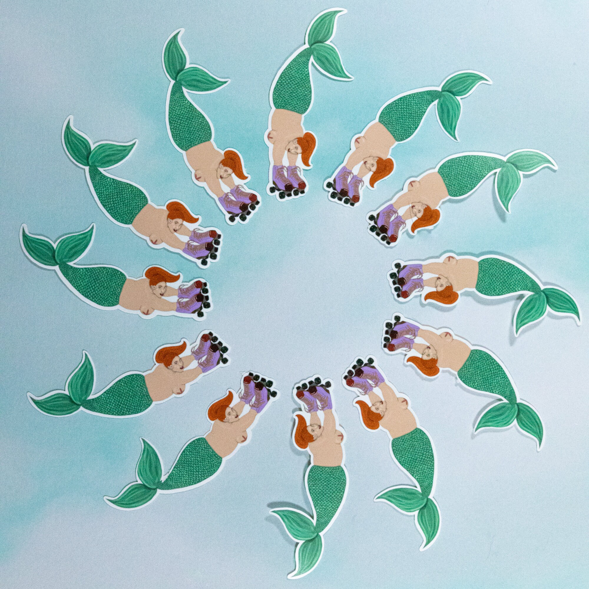 Flippin' Fins Handstand Mermaid Roller Skate Sticker - Etsy