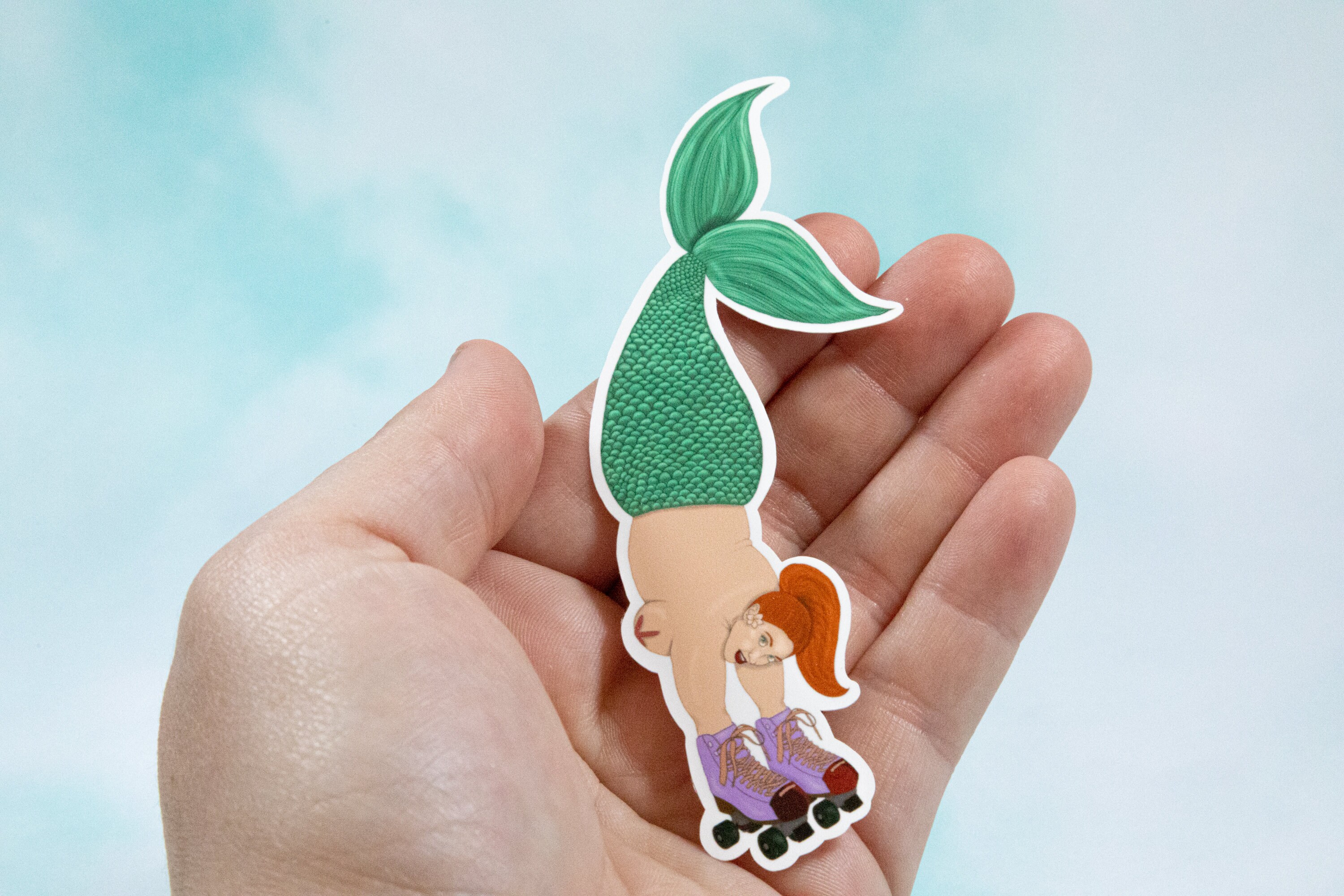 Flippin' Fins Handstand Mermaid Roller Skate Sticker - Etsy