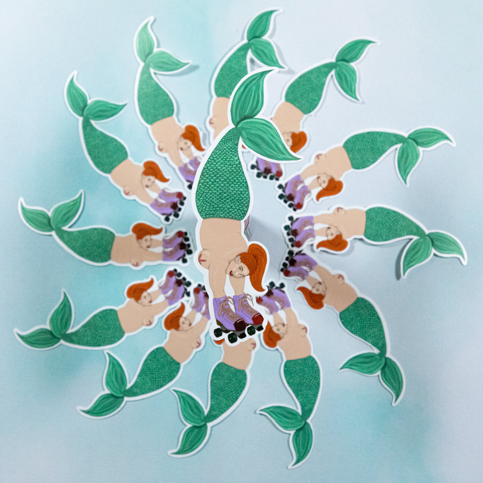 Flippin' Fins Handstand Mermaid Roller Skate Sticker | Etsy