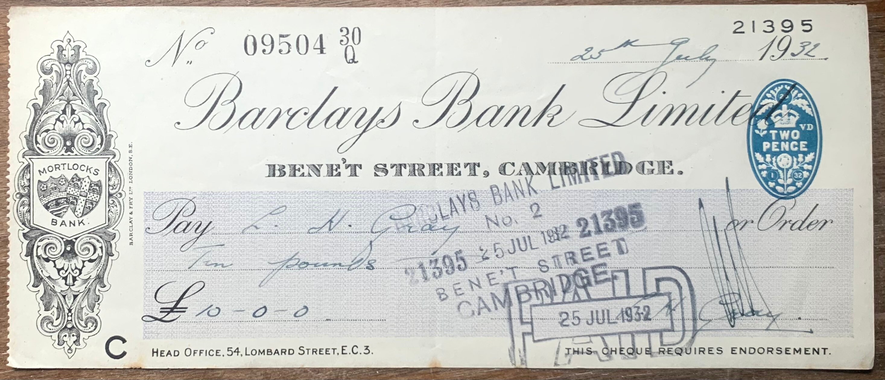 Early 1930’s Barclays Bank Cheques - Etsy