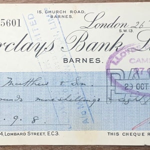 Early 1930’s Barclays Bank Cheques - Etsy