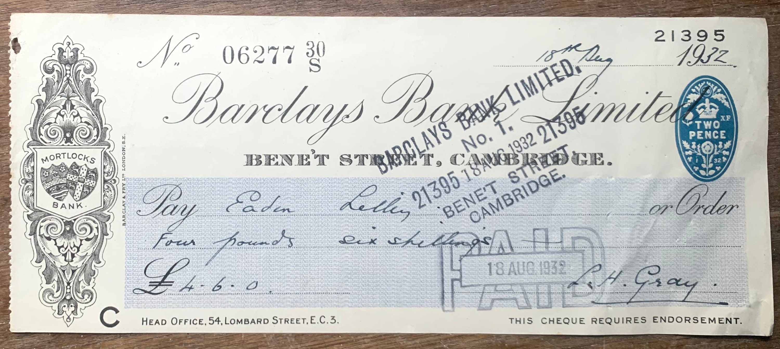 Early 1930’s Barclays Bank Cheques - Etsy