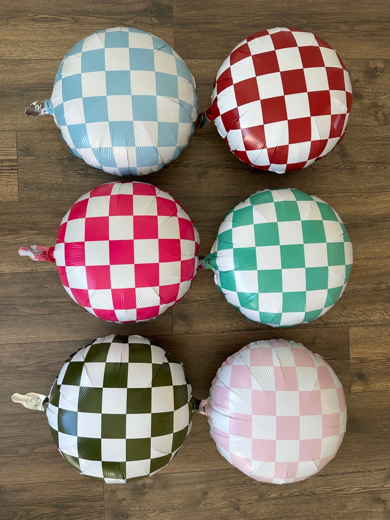 CHECK IT! Baby Blue and White Checkered Balloon - Etsy