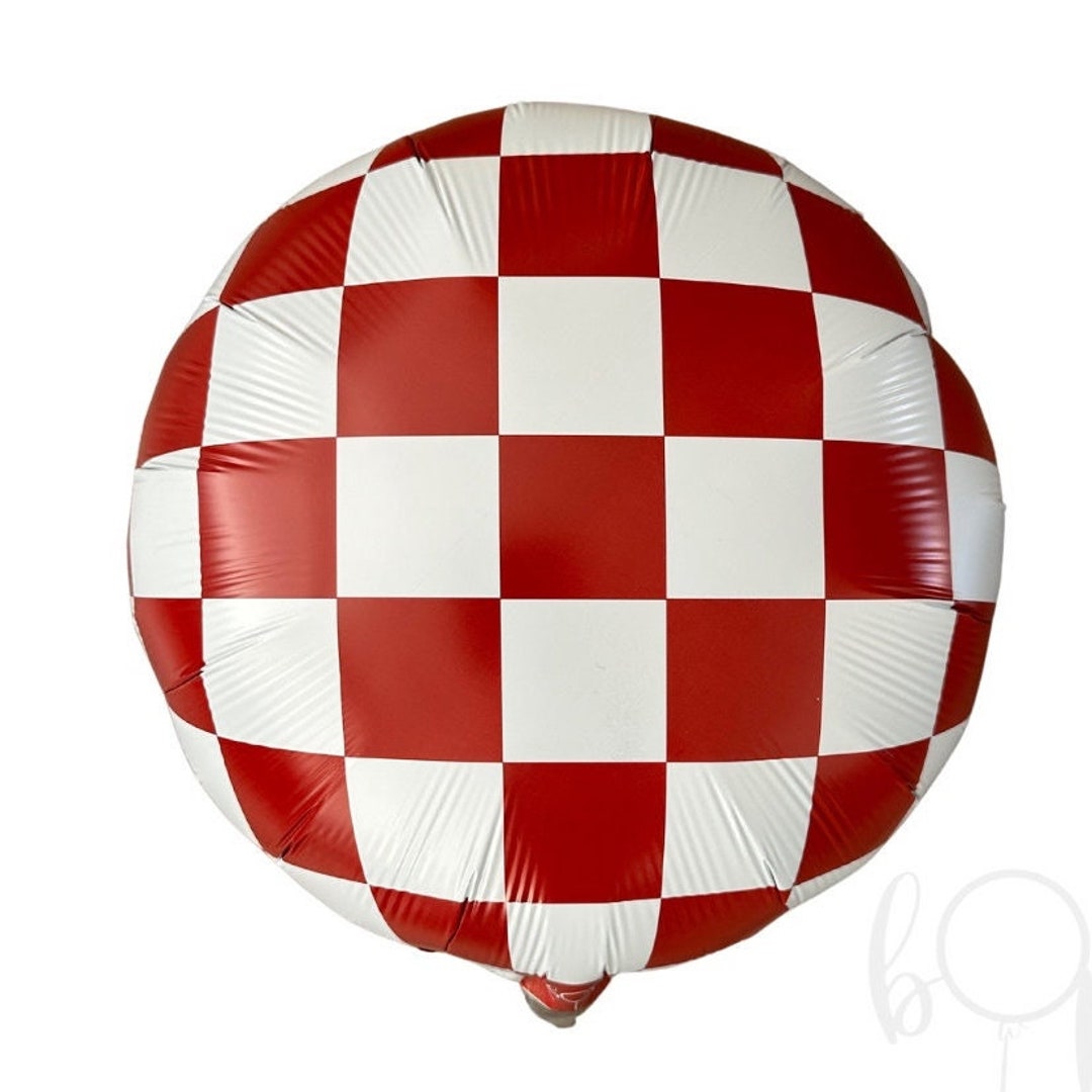 CHECK IT! Deep Red and White Checkered Balloon - Etsy