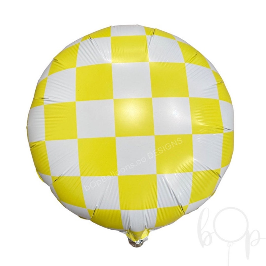 CHECK IT! Lemon Yellow and White Checkered Balloon - Etsy