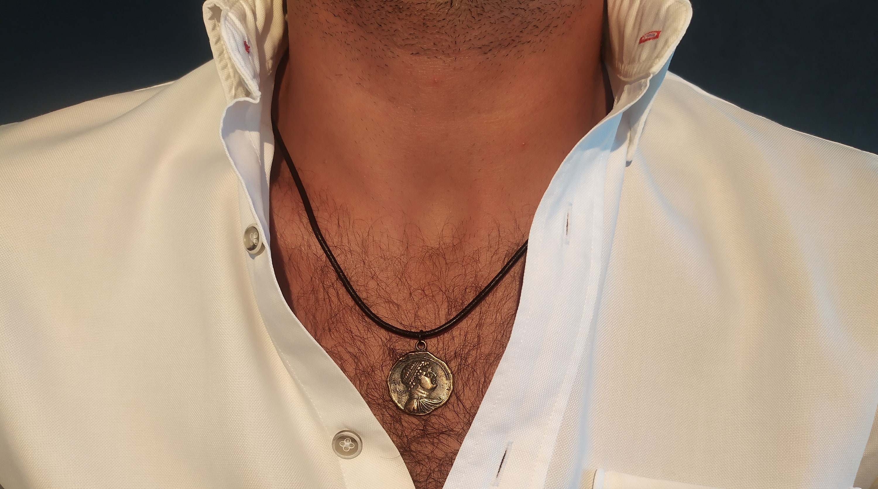 Roman Emperor Caesar Coin Leather Chain Necklace - Etsy