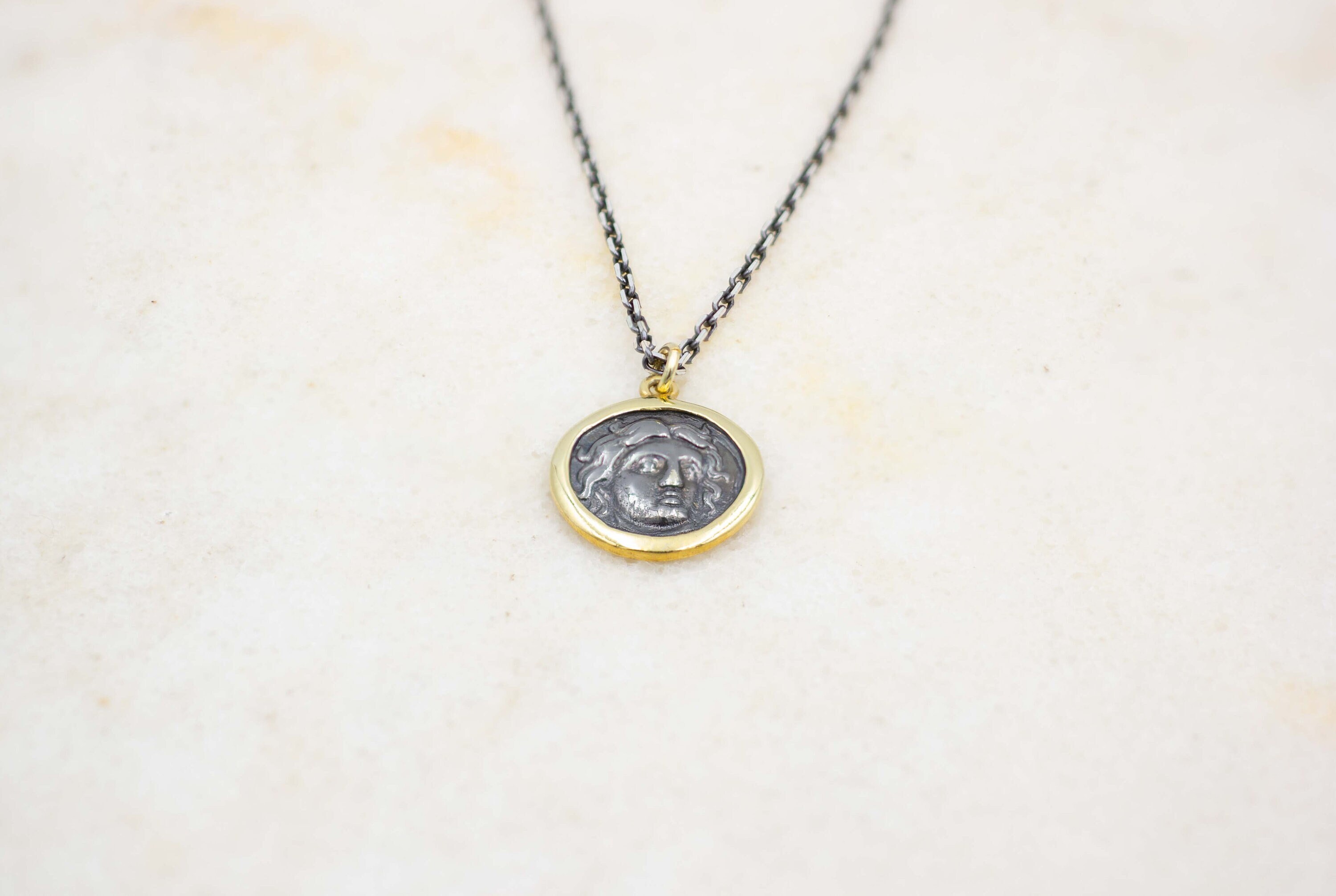 Silver Medusa Necklace Greek Mythology Medusa Coin Necklace - Etsy
