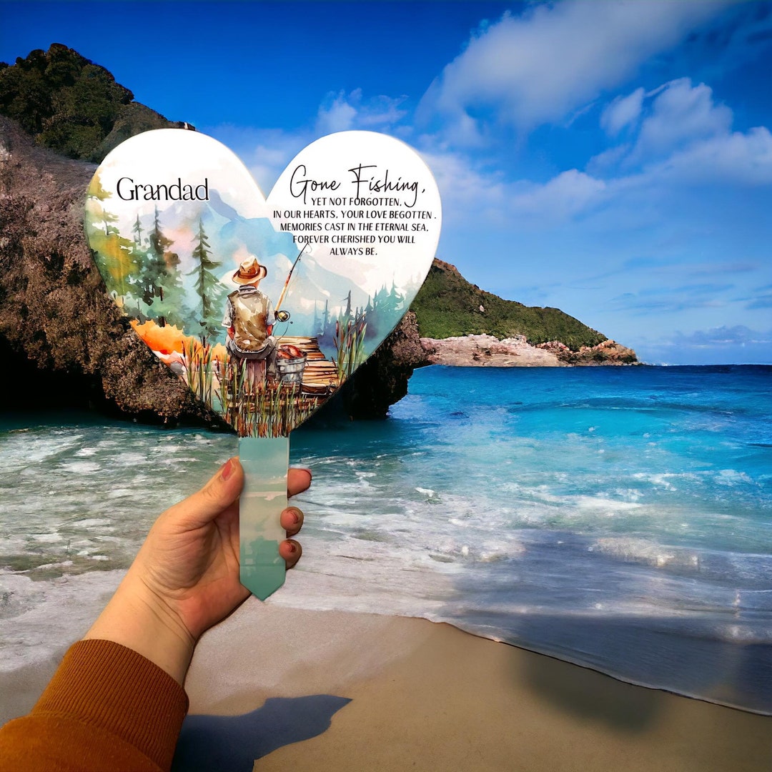 Personalised Fishing Man Grave Marker, Grave Memorial, Grave Ornament ...