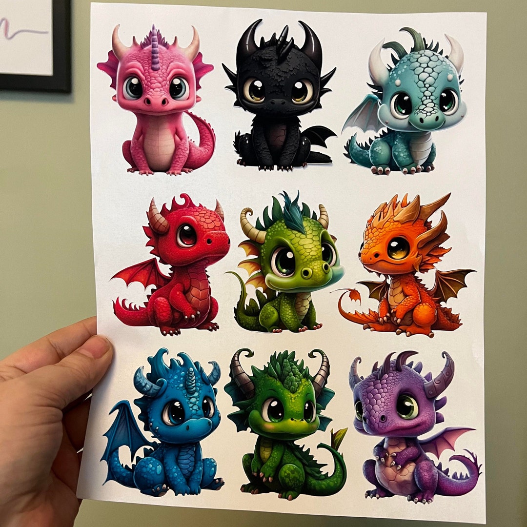 Dragon Sticker Sheet, Dragon Iron on Sheets, Party Ideas for Kids ...