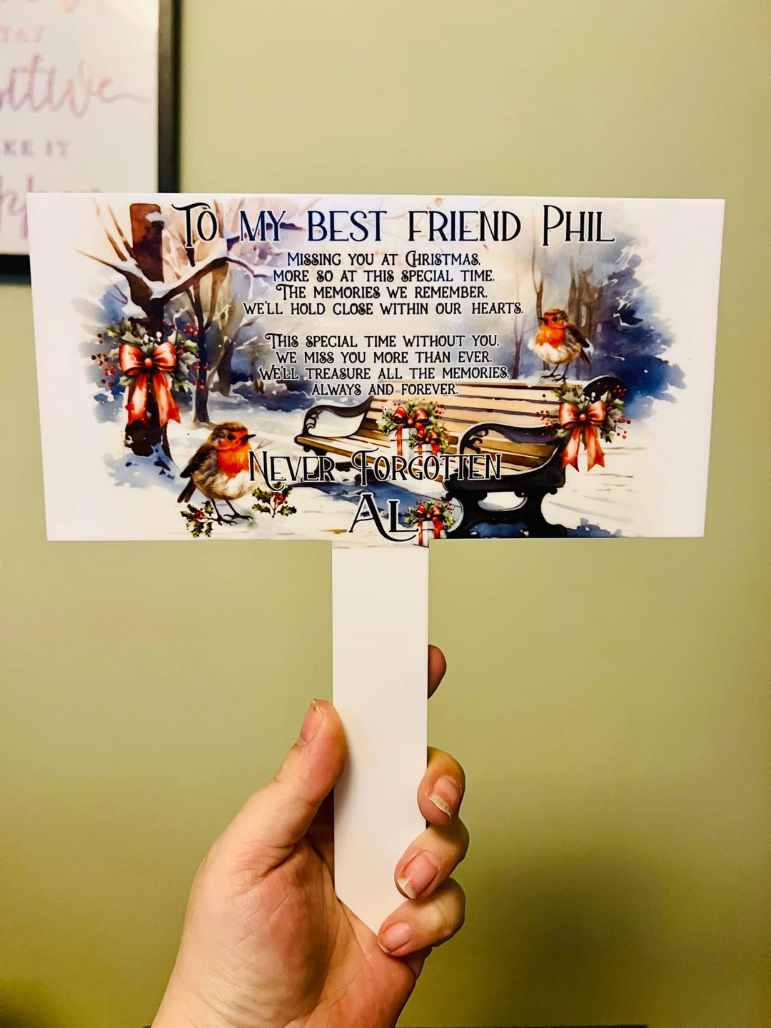 Personalised Christmas Scene Grave Marker Remembrance/loved Ones at ...