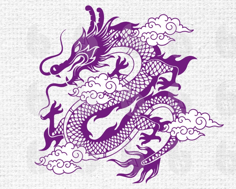 Y2K Aesthetic Dragon With Japanese Clouds SVG Files for | Etsy