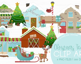Christmas Town Clip Art - Etsy