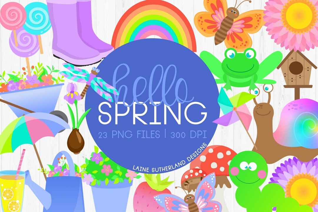 Hello Spring Clip Art Set - Etsy Österreich