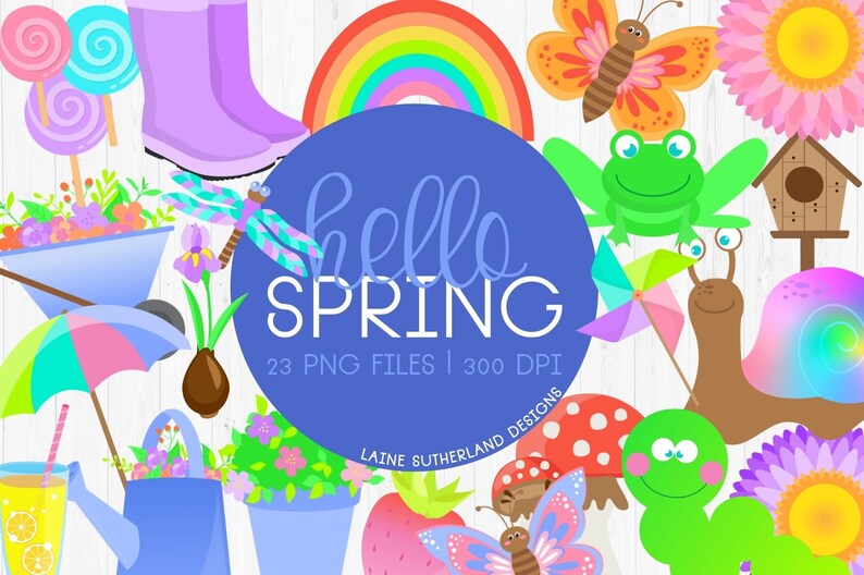 Hello Spring Clip Art Set - Etsy