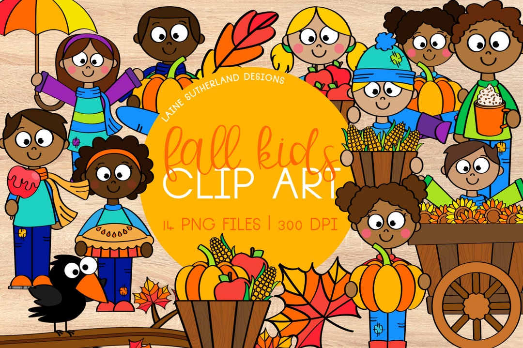 Fall Kids Clip Art Set - Etsy