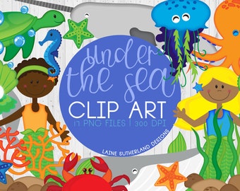 Digital Download Clip Art, Under the Sea Clip Art, Rainbow Mermaids and ...