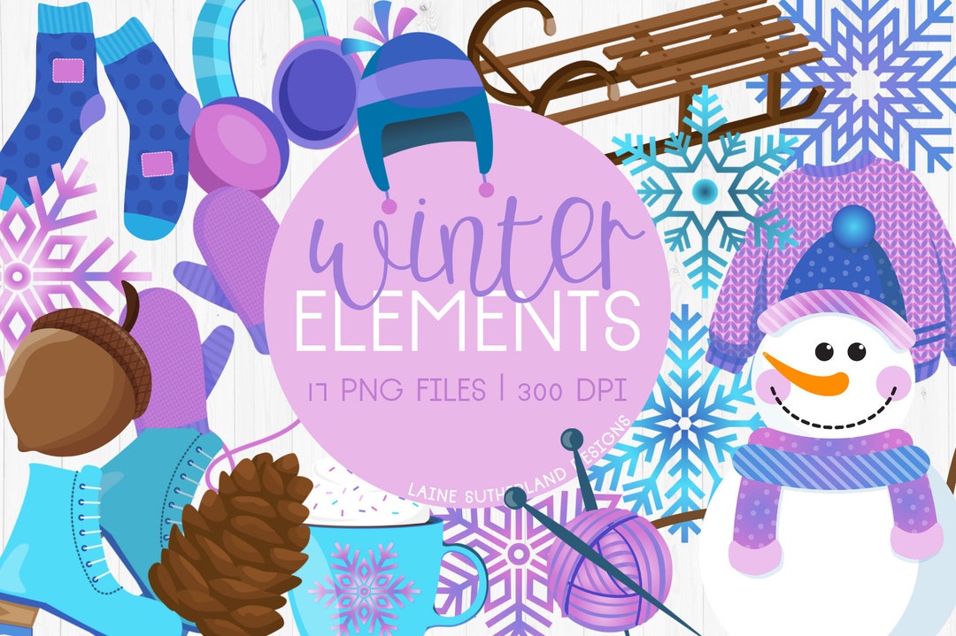 Winter Elements Clip Art Set - Etsy