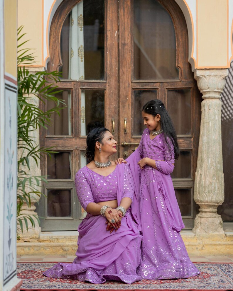 Readymade Mother & Daughter Lehenga Designer Purple Chaniya Choli ...