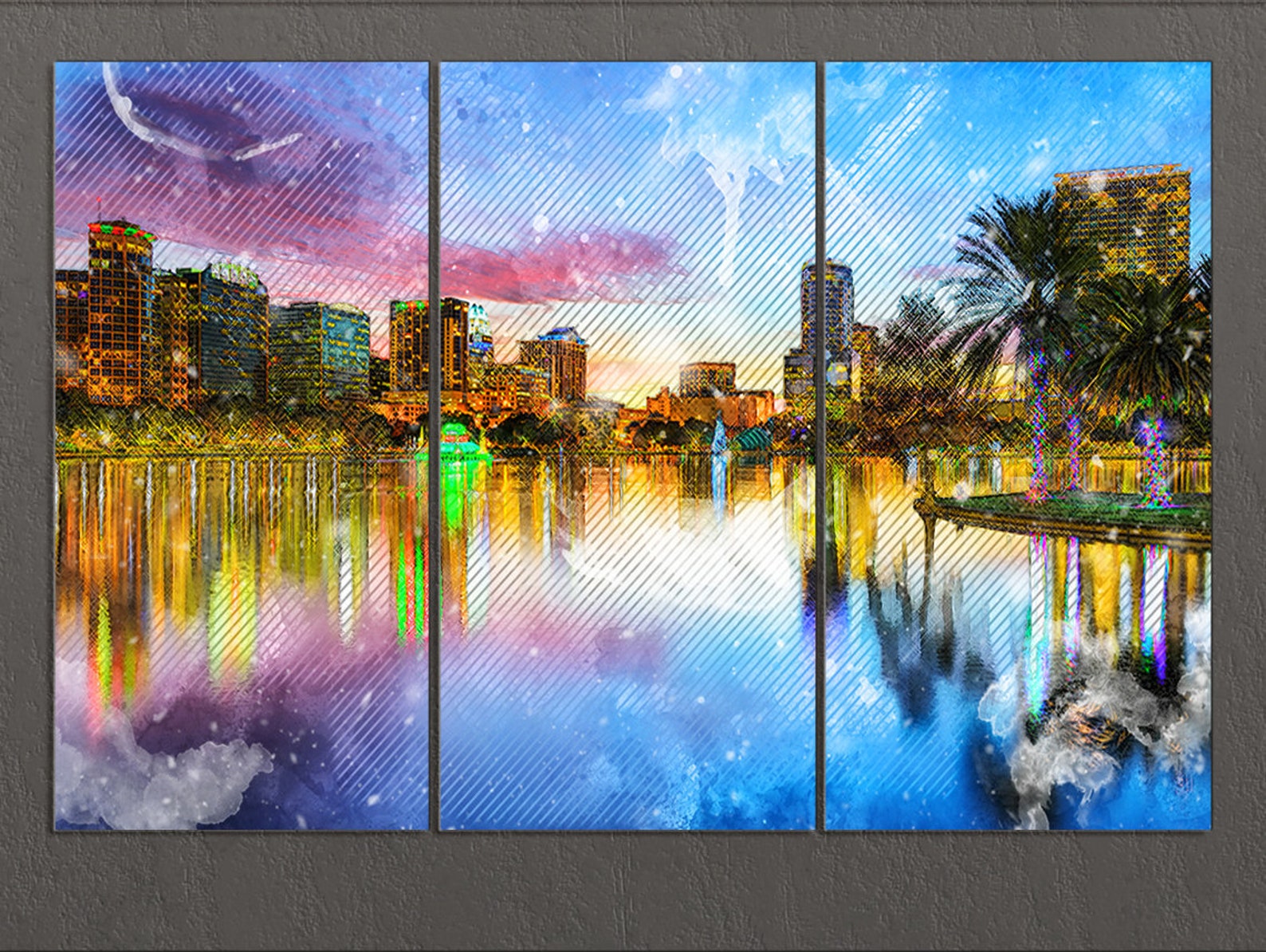 Orlando Canvas Print Orlando Skyline Orlando Wall Art - Etsy