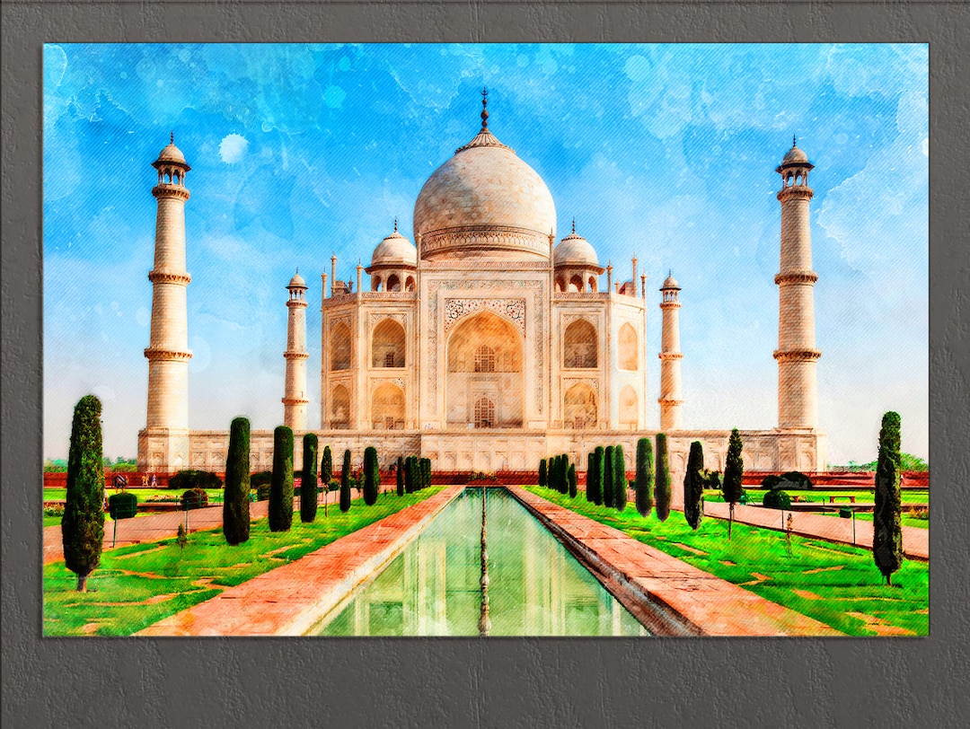 Taj Mahal Canvas Print, Taj Mahal Painting, Agra Wall Art, Taj Mahal ...