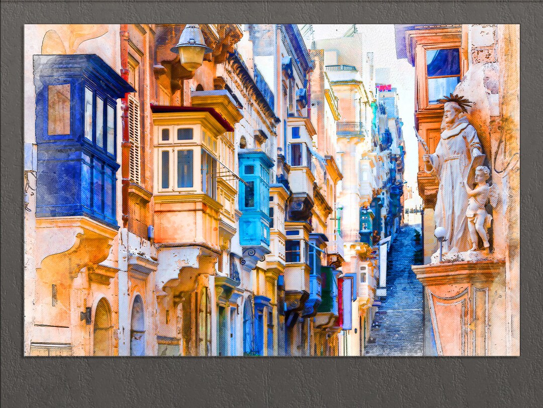 Valletta Canvas Print, Valletta Painting, Valletta Downtown, Valletta ...