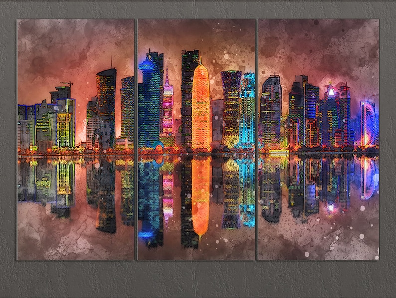 Doha Canvas Print Doha Skyline Doha Wall Art Qatar - Etsy