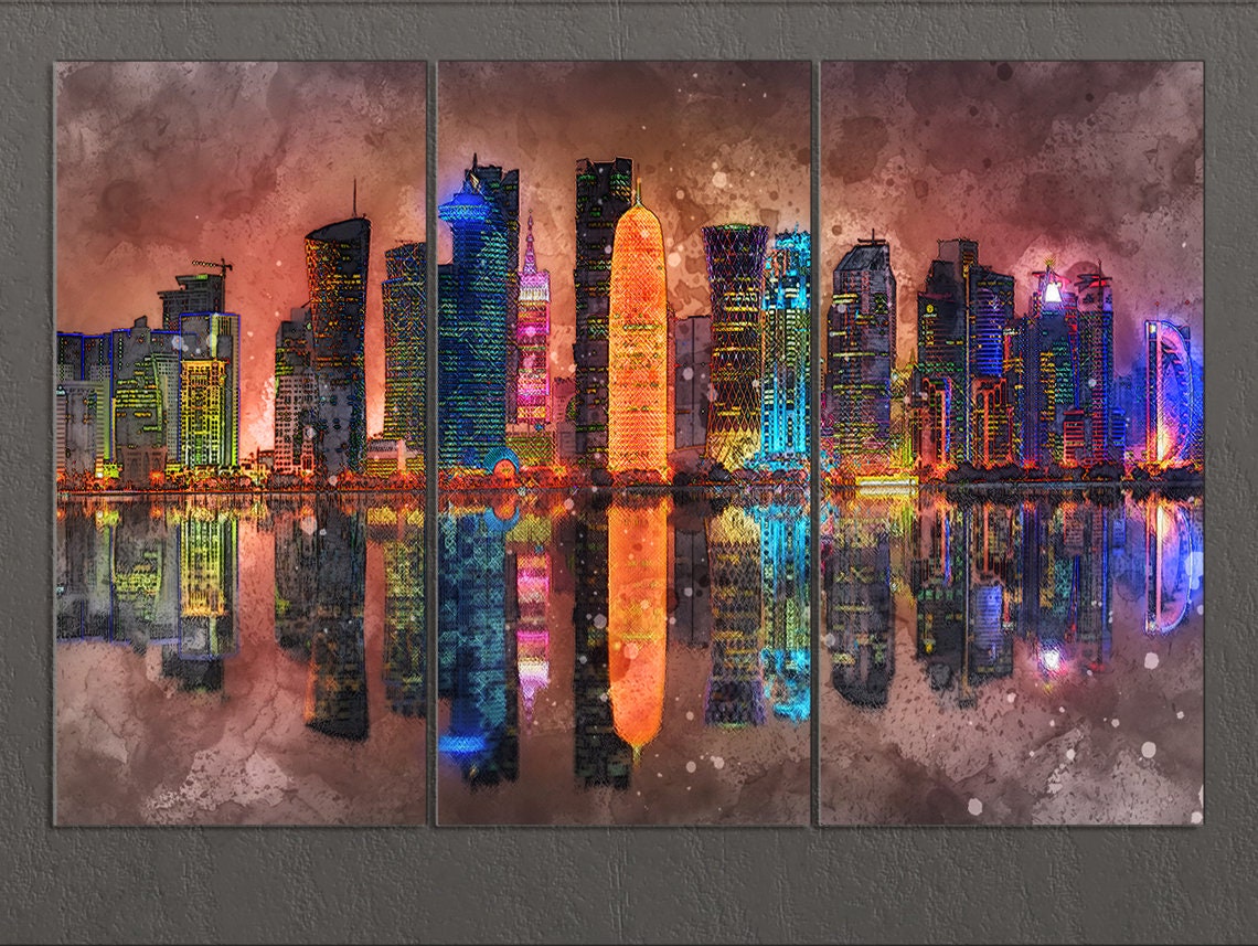 Doha Canvas Print Doha Skyline Doha Wall Art Qatar - Etsy UK
