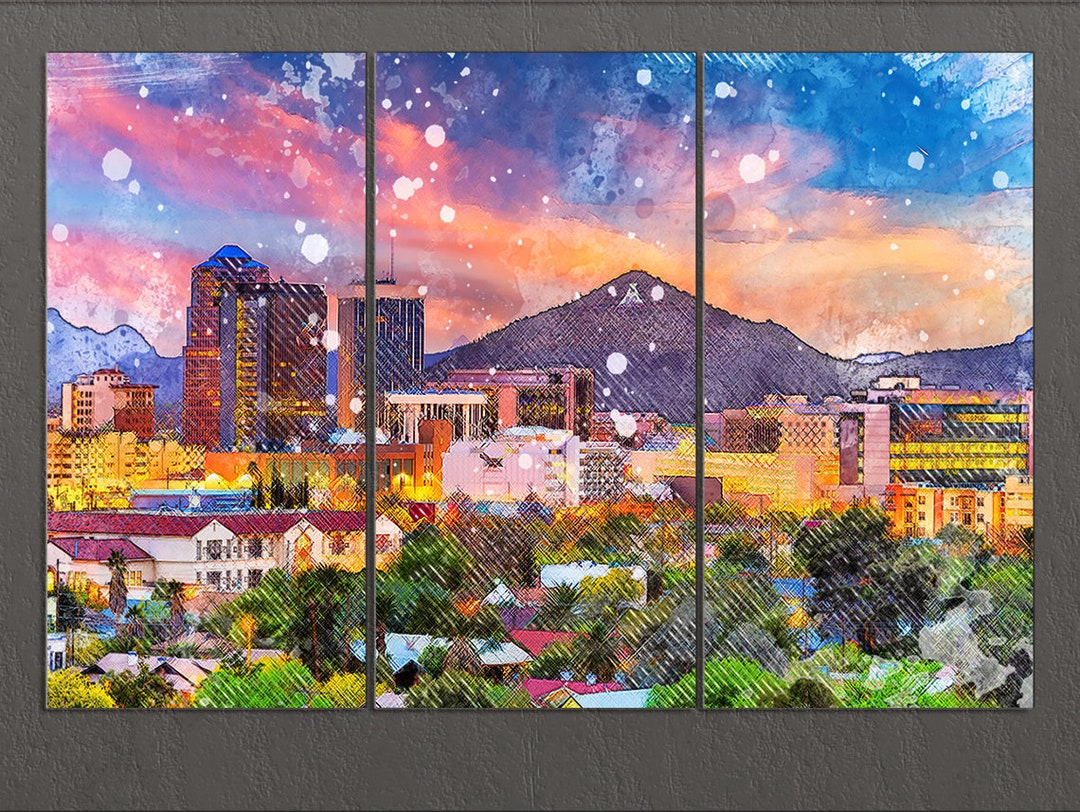 Tucson Canvas Print, Tucson Skyline, Tucson Wall Art - Etsy