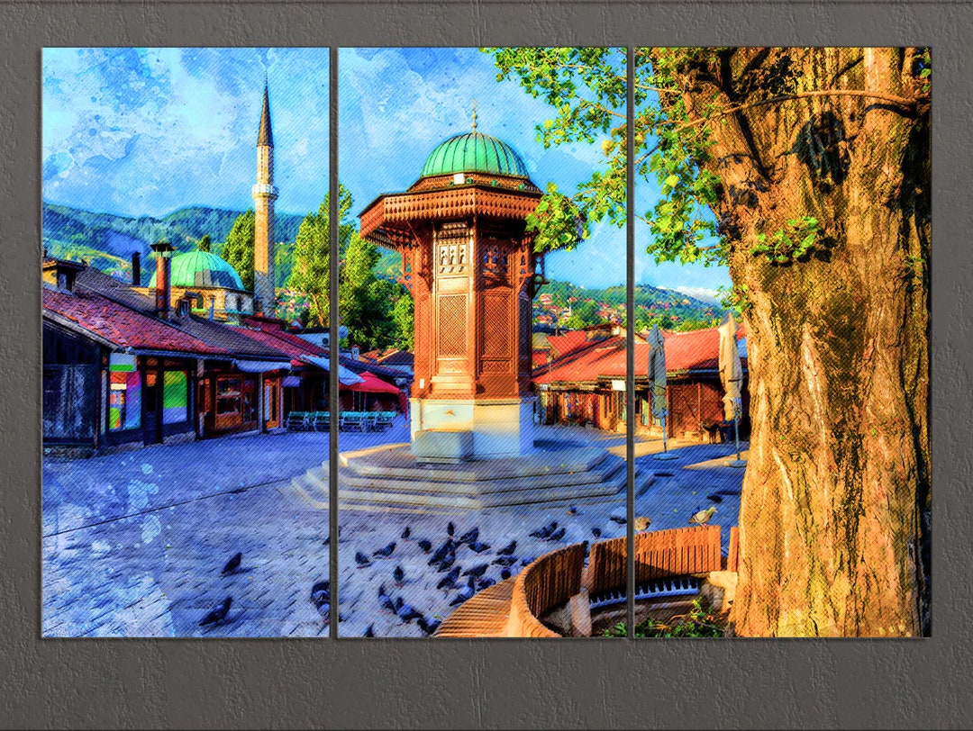 Sarajevo Canvas Print, Sarajevo Downtown, Sarajevo Wall Art, Bosnia and ...