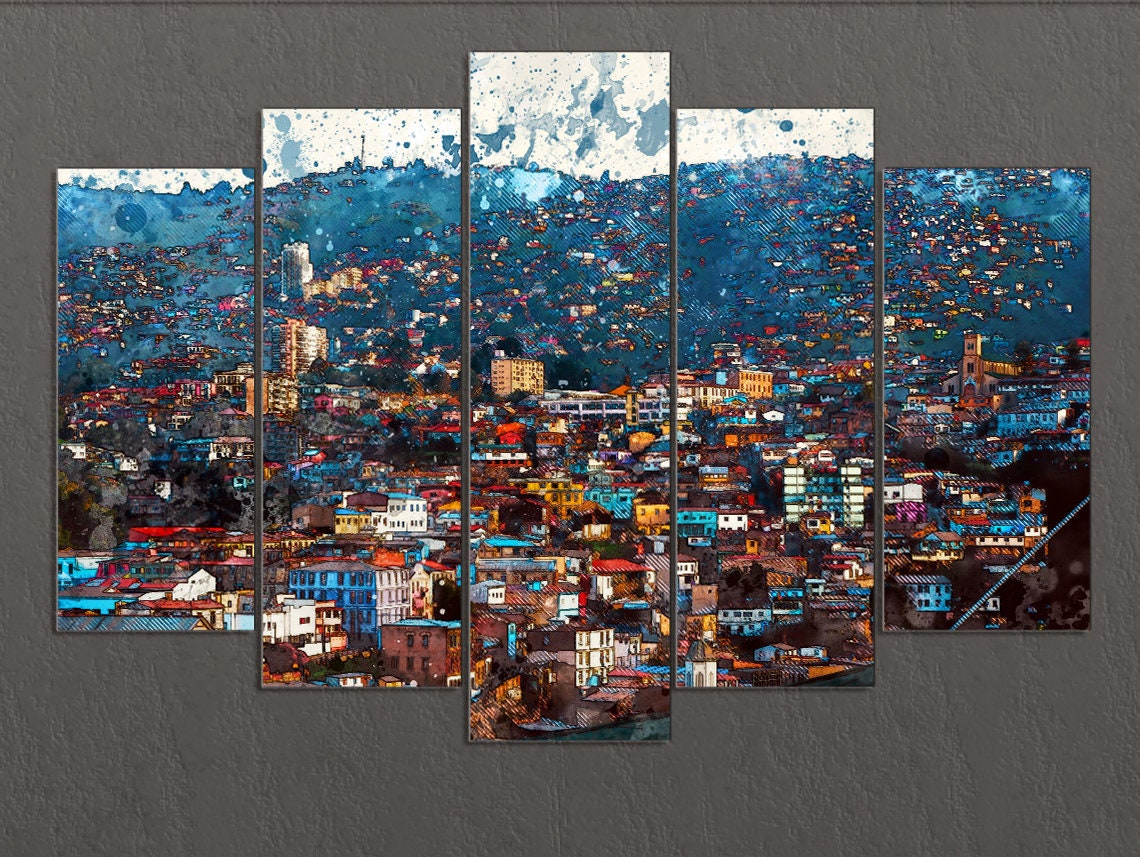 Valparaíso Canvas Print, Valparaíso Skyline, Valparaíso Wall Art, Chile ...