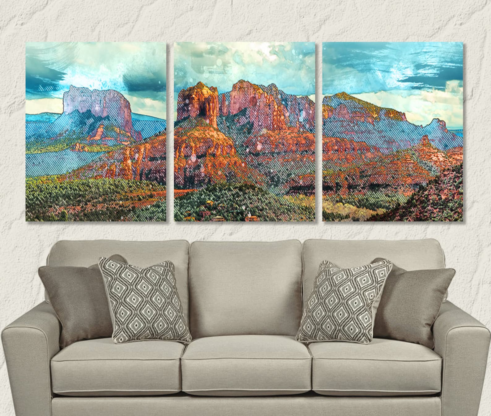 Sedona Canvas Print, Sedona Panorama, Sedona Painting, Sedona Wall Art ...