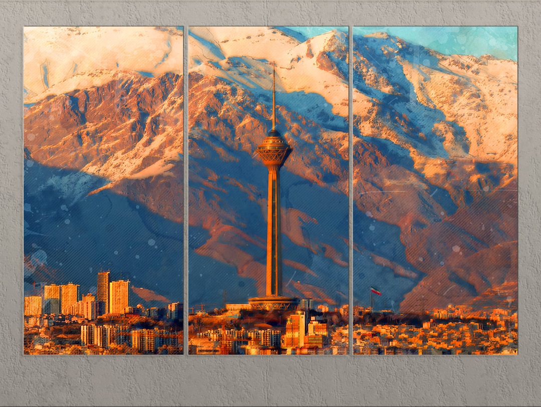 Tehran Canvas Print, Milad Tower, Tehran Wall Art, Iran Painting ...