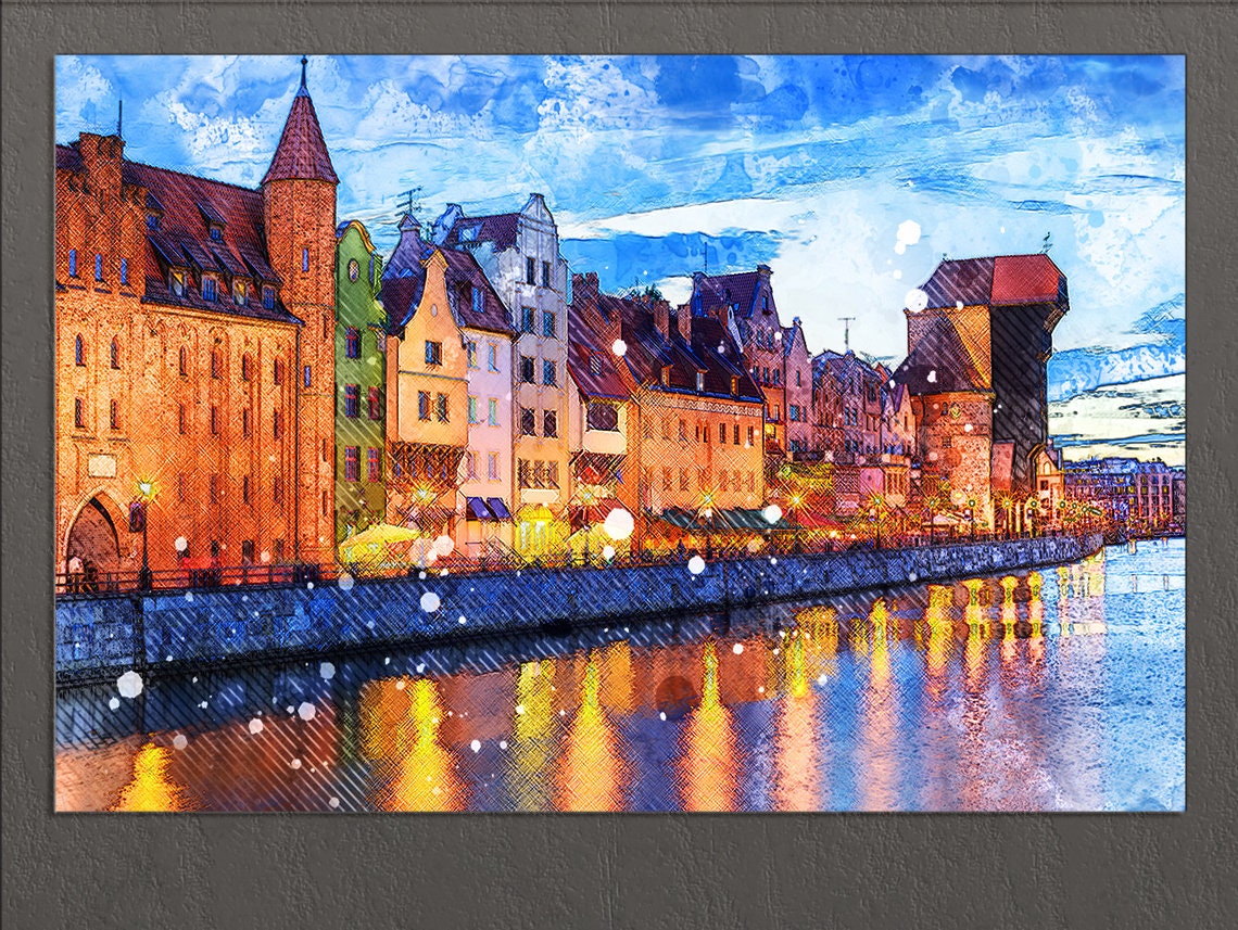 Danzig Leinwand Druck Danzig Skyline Danzig Wandkunst Polen | Etsy
