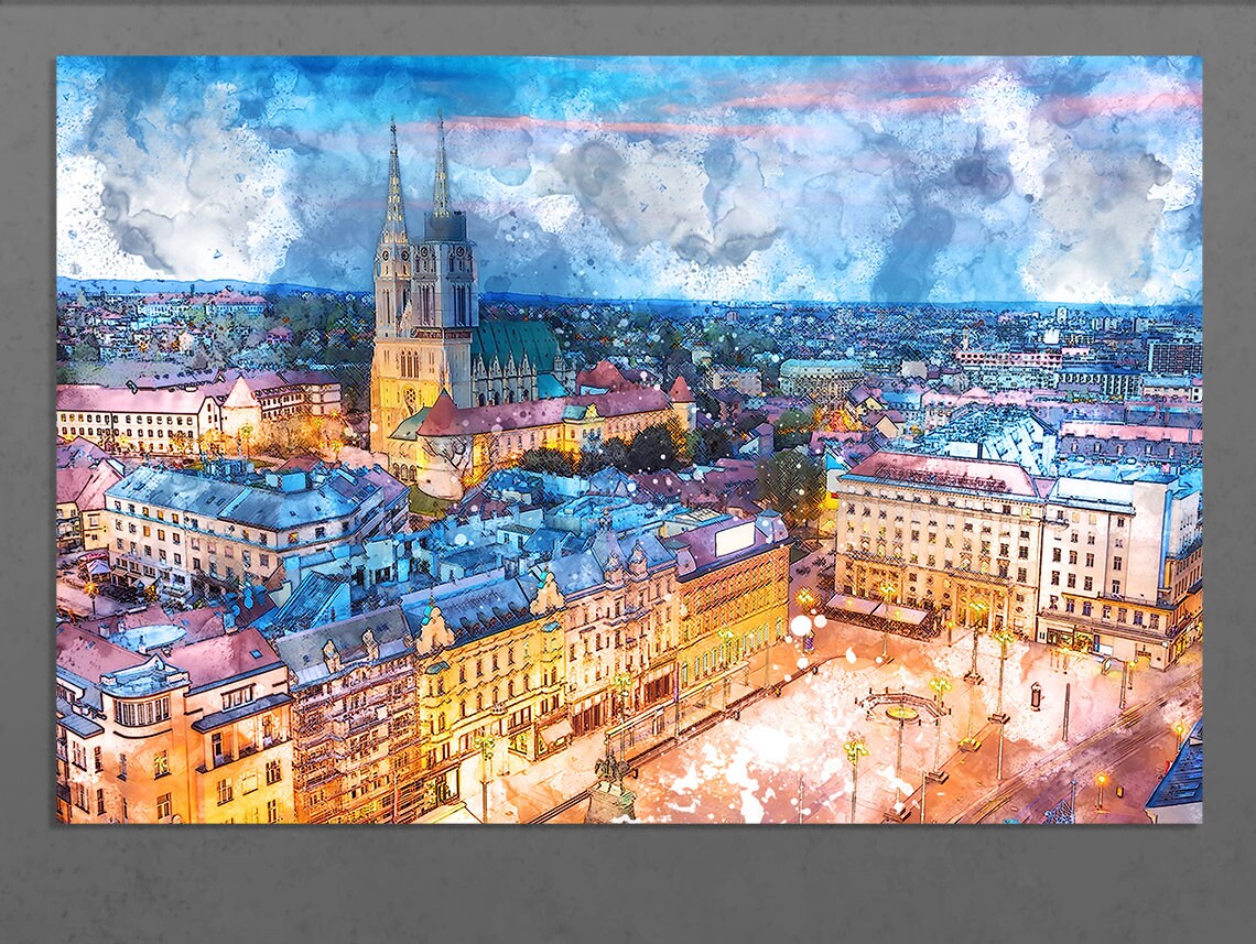 Zagreb Canvas Print Zagreb Downtown Zagreb Wall Art Croatia | Etsy