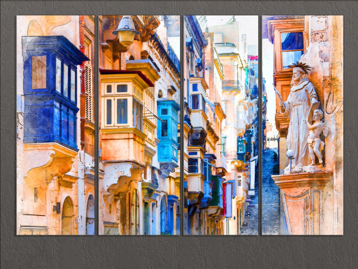Valletta Canvas Print Valletta Painting Valletta Downtown - Etsy
