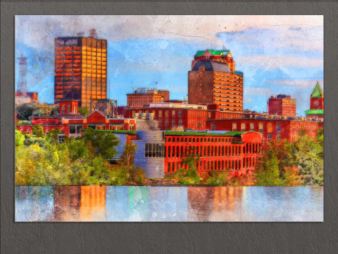 Manchester Canvas Print, Manchester Skyline, Manchester Painting ...